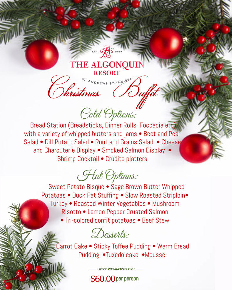 Christmas Day Buffet - Christmas By the Sea St. Andrews NB